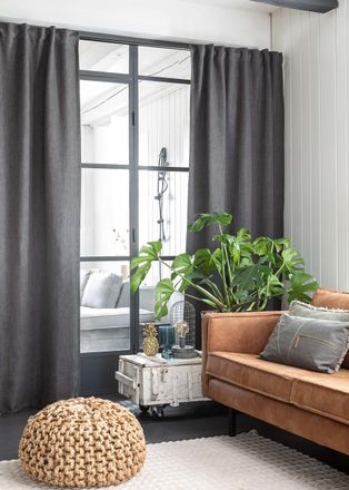 Elbersdrucke Gardine mit verdeckten Schlaufen Monza 17 dunkelgrau verdunkelnd wärmeisolierend 255x135 cm 201418 Vorhang für Wohnzimmer Schlafzimmer Küche Flur Kind