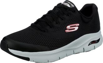 Skechers Herren Arch Fit Sneaker, Black Textile Synthetic Red Trim, 47.5 EU