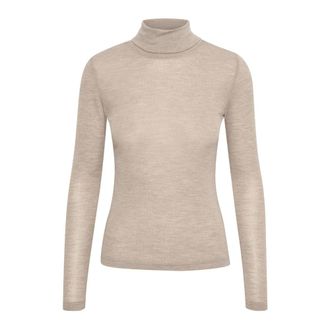 Gestuz Weicher Wollrollkragenpullover Sand Melange - - Knitwear - Damen - Beige - XL
