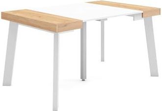 Skraut Home | Ausziehbarertisch | Multifunktionaler ausziehbarer | 140 | Für 6 Gäste | Hölzerne Beine | Moderner Stil | Eiche und weiß