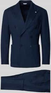 Manuel Ritz Slim Fit Anzug mit zweireihigem Sakko und Hose mit B&uuml;gelfalten