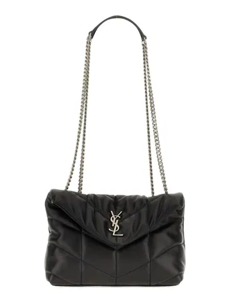 Saint Laurent Womens Shoulder Bag Puffer Toy Black Lamb Leather