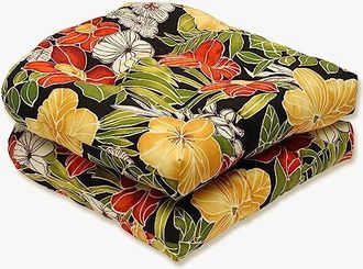 Pillow Perfect Perfect Pillow Kissen perfekt Outdoor Clemens Geflecht Sitzkissen, Noir, Set von 2