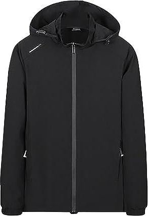 Generic Manteau long avec capuche pour homme automne et hiver solide coupe-vent et imperm&eacute;able &agrave; capuche manteau respirant l&eacute;ger veste dext&eacute;rieur la veste, No
