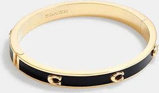 Coach Pegged Signature Armreif mit Scharnier f&uuml;r Frauen in Schwarz | Metal