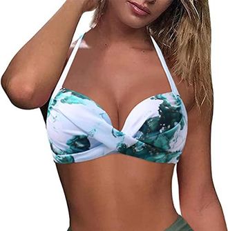 Generic Haut De Maillot De Bain Femme Sexy Push Up Hauts De Maillots R&eacute;glables Classics El&eacute;gant Col en V Hauts De Bikini avec Rembourrage Amovible Swimwear To