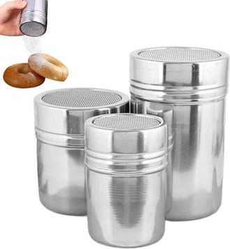 Generic Tamis De Sucre En Poudre En Acier Inoxydable - Ensemble De Shaker De Four, Outil De Conteneur Shaker | Tamis &agrave; Pain G&acirc;teau P&acirc;tisserie Cr&ecirc;pe Caf&eacute; Desse