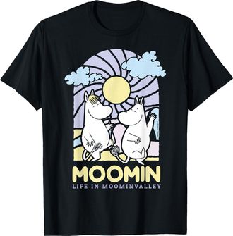 Moomin Life In Moominvalley Buntglas-Stil, dunkel T-Shirt