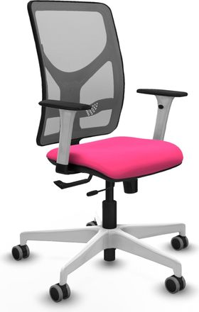 Piqueras y Crespo Schreibtischstuhl mit Rollen, Rosa, mit wei&szlig;en und schwarzen Armlehnen, h&ouml;henverstellbare Lendenwirbelst&uuml;tze, ausgestattet mit Syncro/Traslack. Grau/R