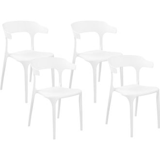 Beliani Lot 4 Chaises de Salle &agrave; Manger Empilables en Plastique Gris Clair Gubbio