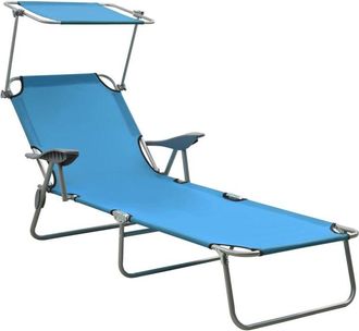 vidaXL Vidaxl - Chaise longue avec auvent acier bleu