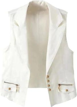 Generic Veste vintage courte sans manches &agrave; simple boutonnage pour femme, 13, L