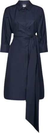Max Mara Femme, Robes, Bleu, Taille: 34 FR Robe Chemise Manches Kimono en Popeline de Coton