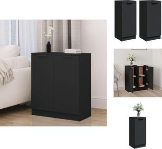 vidaXL Sideboards 2 Stk. Schwarz 30x30x70 cm Holzwerkstoff - Schreibtisch - Wohnzimmermöbel - Sideboard Schwarz - Holzschrank - Regal