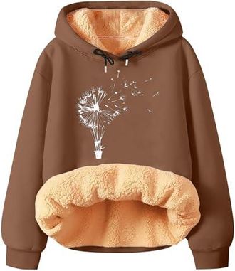 Generic Sweat à capuche en sherpa pour femme - Manteau en peluche confortable pour lhiver et le printemps - Pull à capuche en polaire chaude à manches longues