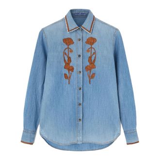 Ermanno Scervino Femme, Blouses et Chemises, Bleu, Taille: 38 FR Chemise en denim bleu cobalt artisanale