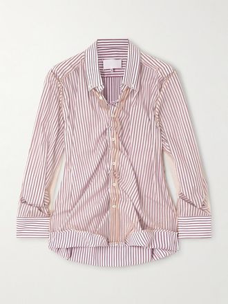 Maison Margiela Chemise En Popeline De Coton À Rayures Et À Finitions En Organza - Rouge