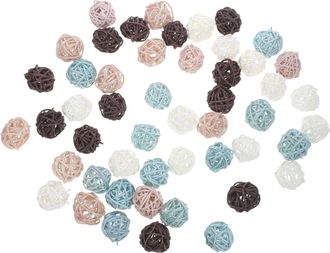 Valiclud 72 Stück Teiliges Rattan Bunte Vasenfüllkugeln aus Leichtem Rattan Handgefertigte Geflochtene Deko bälle in Weiß Hellbraun Dunkelbraun Dunkelblau für 