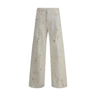 Haikure Femme, Jeans, Blanc, Taille: W25 Jean large vintage avec fermeture boutonn&eacute;e