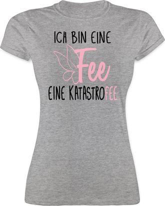Shirtracer Shirt Damen - Spr&uuml;che Statement mit Spruch - Ich Bin eine Fee - XXL - Grau meliert - spruchshirts Spruchshirt sprueche katastrophe Tshirt Shirt, fee, 