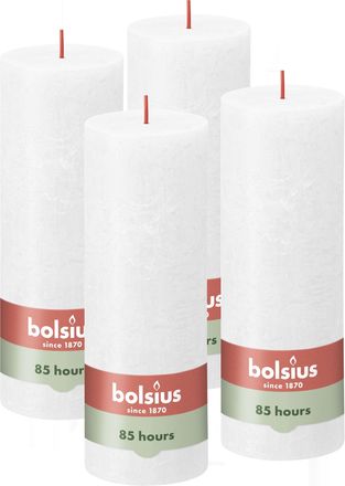 Bolsius Bolsius Rustik Stumpenkerzen - Weiß - 4 Stück - 19 x 7 cm - Dekorative Haushaltkerzen - Länge Brenndauer 85 Stunden - Unparfümierte - Natürliches Pfla