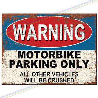 Signs 2 All Metal Signs - Motorcycle Parking Only Logo Man Cave, Blechschild zum Aufhängen an der Wand, für Küche, Schuppen, Garage, mittelgroß (20 x 15 cm)