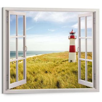 Reinders Wandbild, Leuchtturm Fenster, Hobbyraum, Bilder, Wanddeko, Room Decor, MDF, Blau, 40 x 50cm