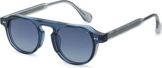 Generic Lunettes De Soleil Polaris&eacute;es Rondes Vintage For Homme, Id&eacute;ales For La Conduite, Les S&eacute;ances Photo, Le Shopping Et Les Vacances.(Blue)