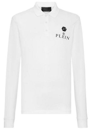 Philipp Plein Langarm-Poloshirt Herren ikonische PP-Hexagon-Patch ikonische PP-Hexagon-Patch