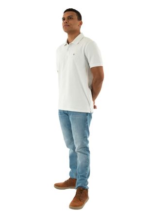 Calvin Klein Herren Poloshirt Kurzarm Monogram Pique aus Baumwolle, Wei&szlig; (Blanc De Blanc), XL