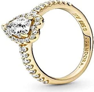 Pandora Pandora Timeless Bague Coeur en or avec zircones cubiques transparentes, taille 50