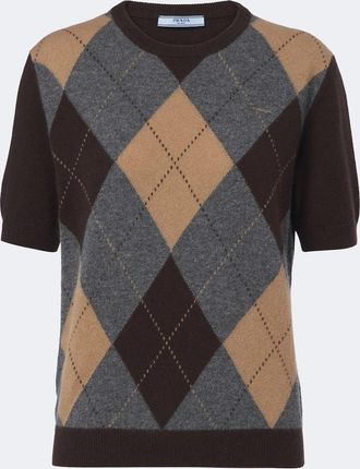 Prada Pull en cachemire &agrave; motif argyle