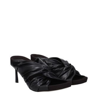 Stella McCartney Womens Ruched Eco Leather Heel Sandal Black