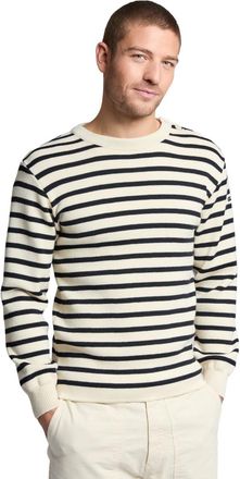 Armor Lux Herren Gestreifter Marine-Stil Fouesnant aus Wolle Pullover, Nature/Rich Navy, XXS