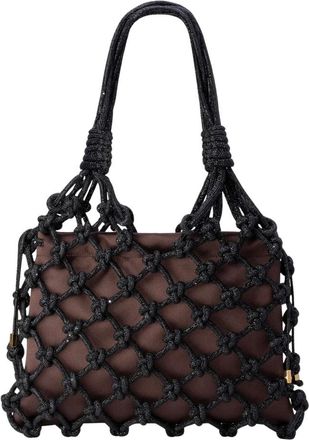 Hibourama Bags Femme, Sacs, Noir, Taille: ONE Size Sac bandouli&egrave;re en macram&eacute; orn&eacute; de cristaux