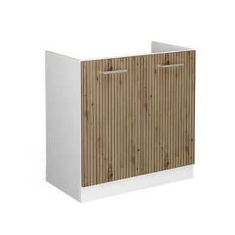 Vicco Meuble Bas sous-&eacute;vier R-Line, Ch&ecirc;ne Artisan/Blanc, 80 cm sans Plan de Travail