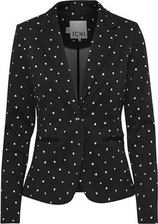 Ichi Ihkate Print Bl21 Blazer décontracté, Black Heart AOP (203261), M Femme