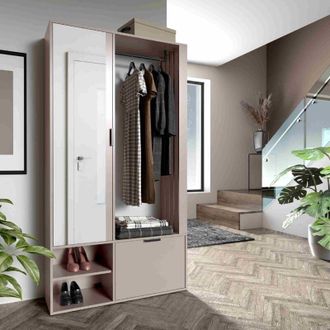 Furnix Furnix - M&ouml;belwand Garderobe daphnis Spiegel H&auml;nger Fl&uuml;gelt&uuml;ren Kaschmir