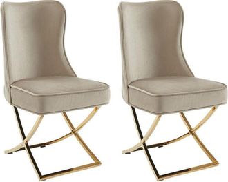 Pascal Morabito Pascal Morabito - Lot de 2 chaises en velours et acier inoxydable doré - Beige - marelano de