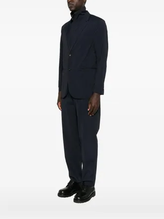 Emporio Armani Single-Breasted Notched-Lapel Blazer - Navy