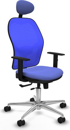 Piqueras y Crespo B&uuml;rostuhl mit 1D-Armen, h&ouml;henverstellbarer Lendenwirbelst&uuml;tze und festem Kopfteil, ausgestattet mit Syncro/Traslack und injiziertem Schaumstoff, Blau/