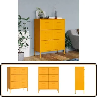 vidaXL Vidaxl - Armoire à tiroirs Jaune moutarde 80x35x101,5 cm Acier - Meuble De Rangement - Armoire à Tiroir - Armoire Métallique - Meuble Jaune