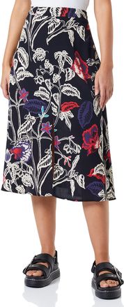 Mavi Printed Skirt; Black Retro Flower Print