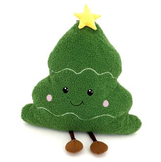 Heimtexland Dekokissen Weihnachten Formkissen Weihnachtsbaum mit Gesicht XL Kuschelkissen 50 cm Deko Weihnachtskissen Zierkissen Geschenk-Idee Weihnachtsdeko Kiss