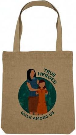 Fabulous Sac Shopping Tote Bag Aspect Lin - True Heroes - Social Worker Job Sac de Courses Toile Epaisse 360g Beige Naturel Cabas Port&eacute; Epaule Solide Imprim&eacute; e
