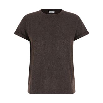 Brunello Cucinelli T-shirt col rond - Femme - Tops - Brun - Taille: 42 FR