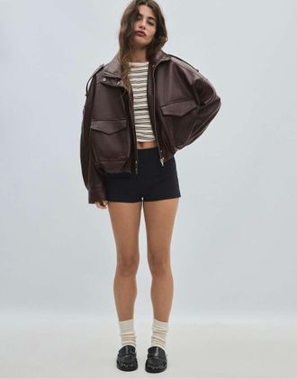 Stradivarius veste oversize marron
