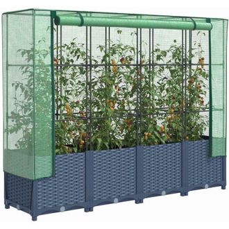 vidaXL Vidaxl - Jardini&egrave;re sur&eacute;lev&eacute;e avec housse aspect rotin 160x40x138 cm