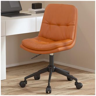 Generic Armlehnenloser, Ergonomischer Schreibtischstuhl Aus PU-Leder Mit 360&deg;-Drehung Und H&ouml;henverstellung(Orange)