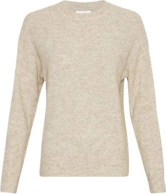 Moss Copenhagen Zeitloser Strickpullover - Hafermehl Melange - - Knitwear - Damen - Beige - M